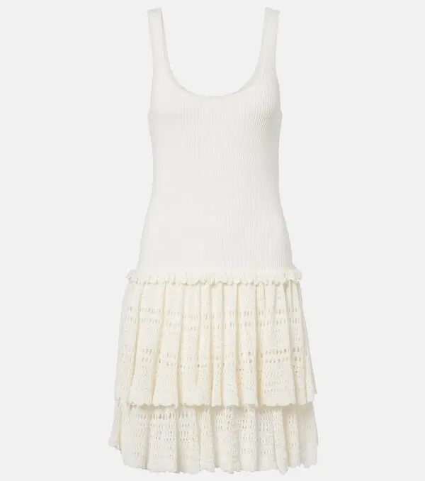 Polo Ralph Lauren Crochet Ribbed-knit Minidress - White