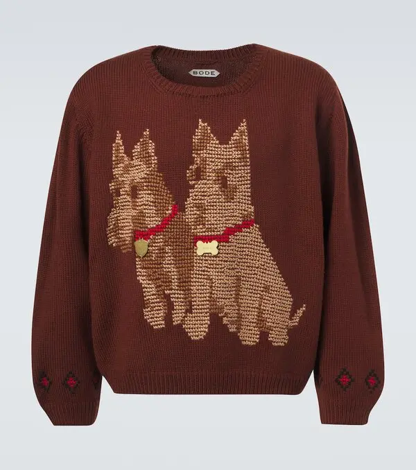 BODE Scottie Embroidered Wool Sweater