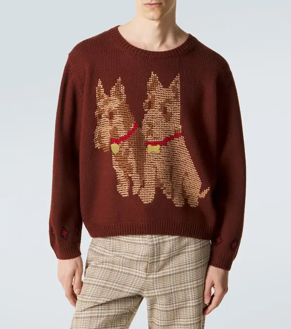 BODE Scottie Embroidered Wool Sweater