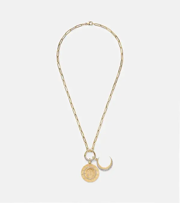 FOUNDRAE Infinite Gratitude & Crescent Pendant Necklace - Gold