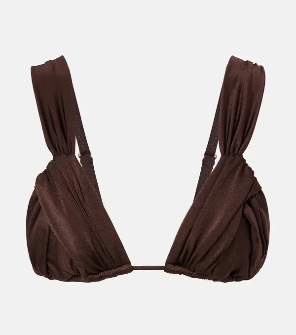 BANANHOT Iris Draped Bikini Top - Brown