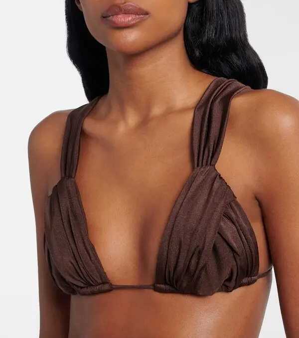 BANANHOT Iris Draped Bikini Top - Brown