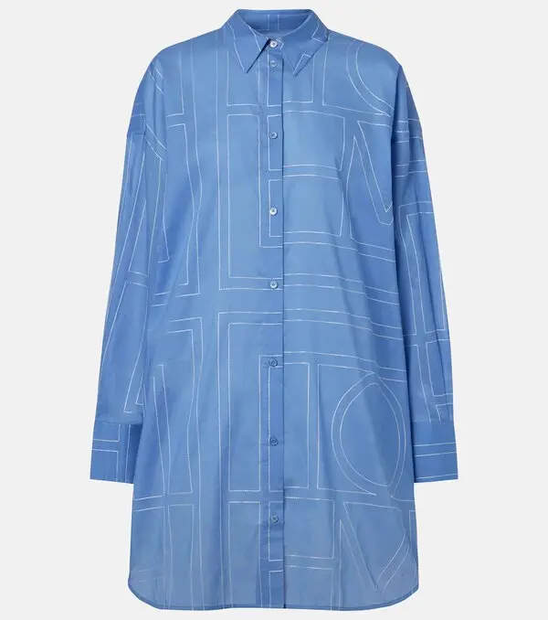 TOTEME Embroidered Cotton-blend Shirt - Blue