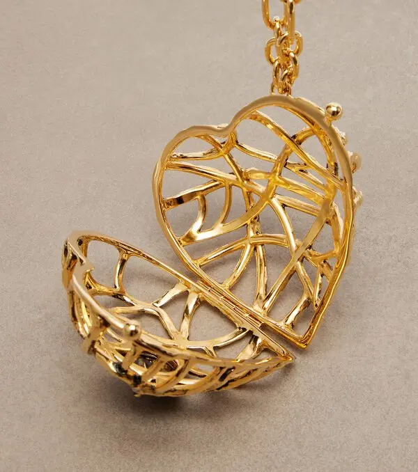 Saint Laurent Heart Embellished Clutch - Gold