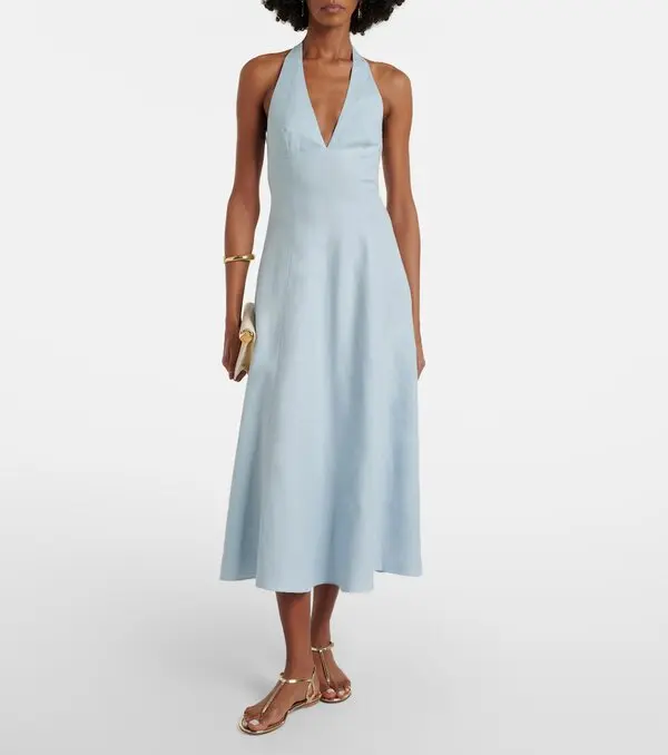 faithfull blue dress Faithfull The Brand Presa Sotto Blue Smocked Mini Dress