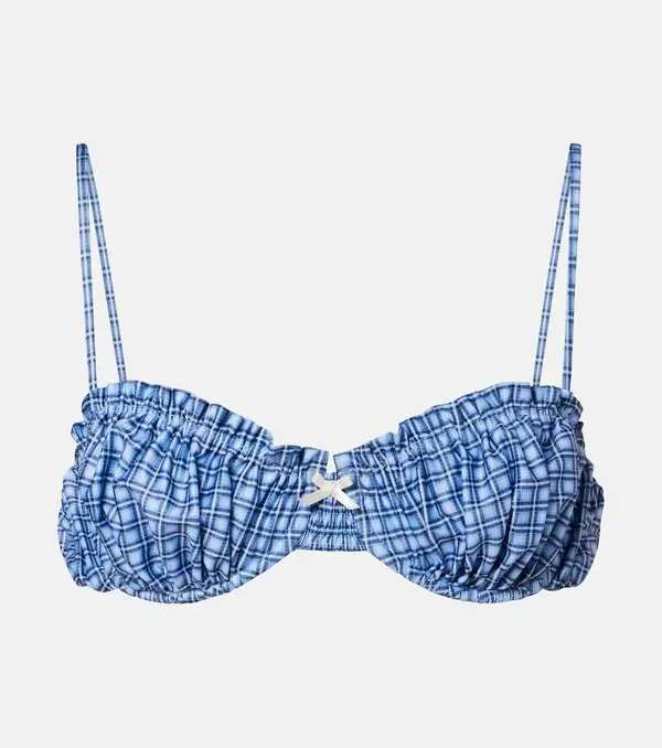 Faithfull The Brand Moana Checked Bikini Top - Blue