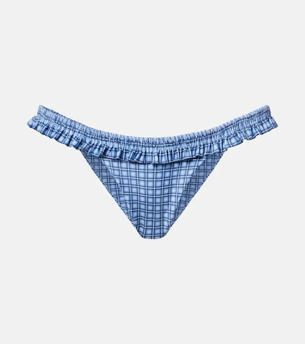 Faithfull The Brand Esterel Checked Bikini Bottom - Blue