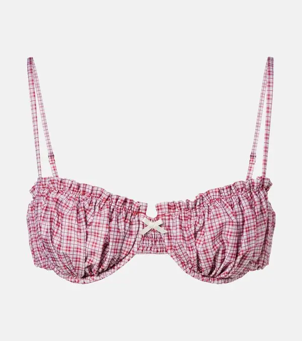 Faithfull The Brand Moana Checked Bikini Top - Red