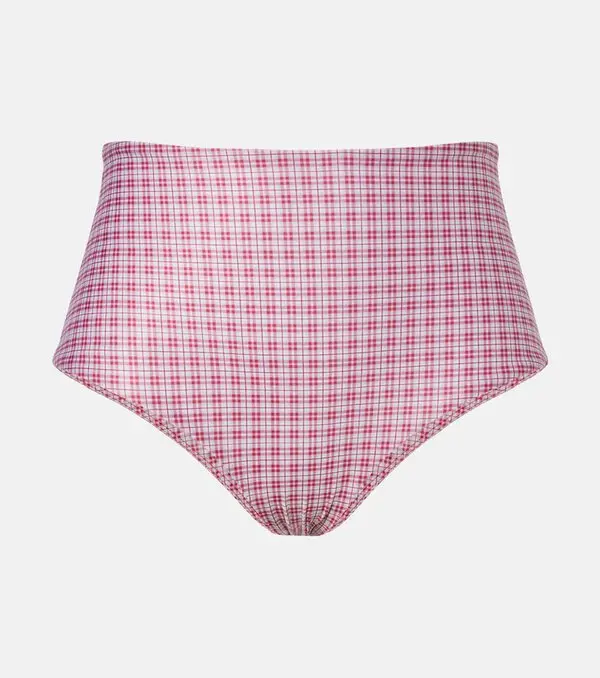 Faithfull The Brand Reyes Checked Bikini Bottom - Red