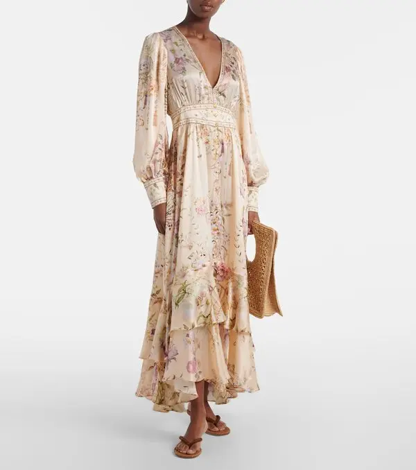 Camilla Embellished Printed Silk Maxi Dress - Multicoloured