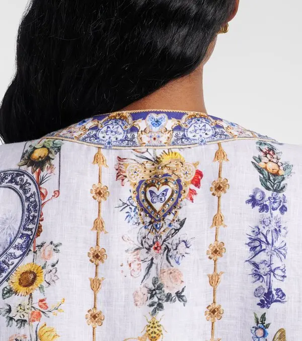 Camilla Cutout Printed Linen Kaftan