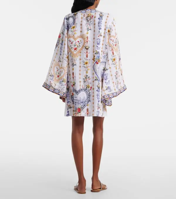 Camilla Cutout Printed Linen Kaftan