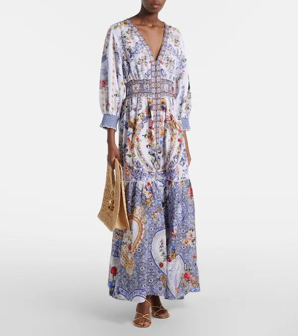 Camilla Printed Linen Maxi Dress