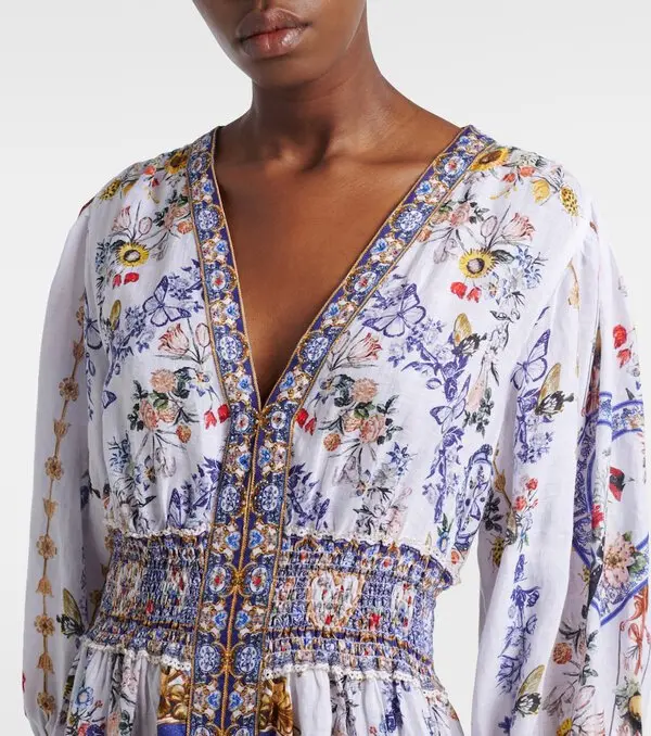 Camilla Printed Linen Maxi Dress