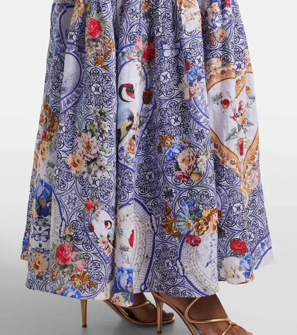 Camilla Printed Linen Maxi Dress