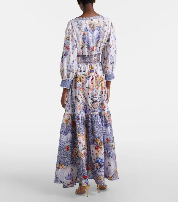 Camilla Printed Linen Maxi Dress
