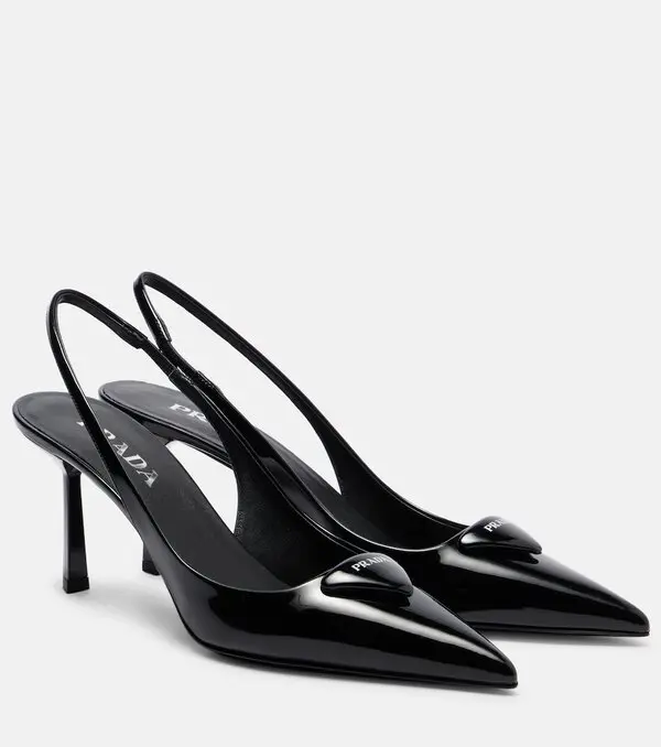 Prada Patent Leather Slingback Pumps - Black