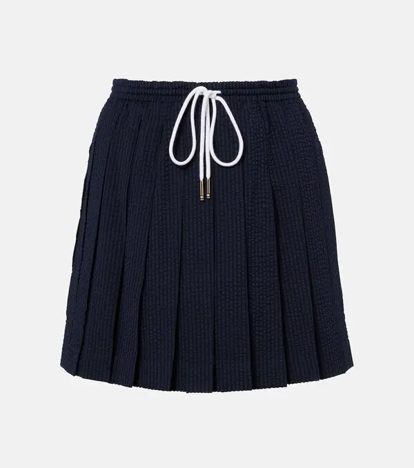 Thom Browne Striped Wool Pleated Miniskirt - Blue