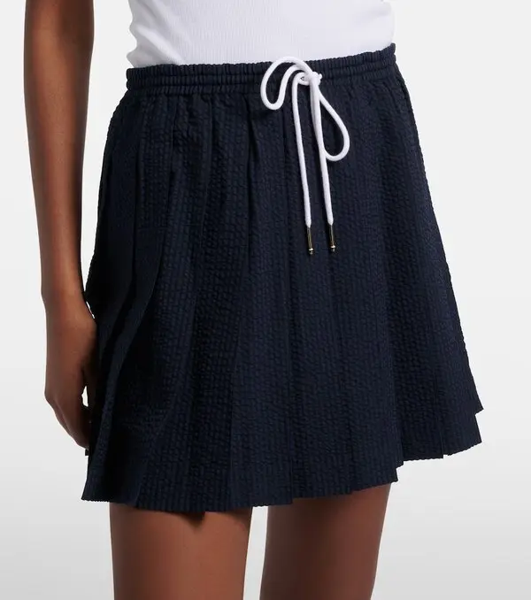 Thom Browne Striped Wool Pleated Miniskirt - Blue