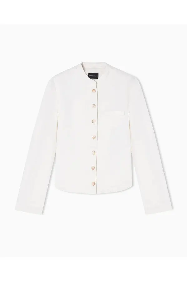 Emporio Armani Garment-dyed Lyocell And Linen Jacket - White