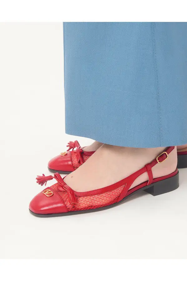 Valentino Garavani Valet Du Roi Slingback Ballerinas - Natural