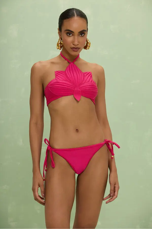 PatBO Aurora Lycra Lotus Bikini Top - Pink