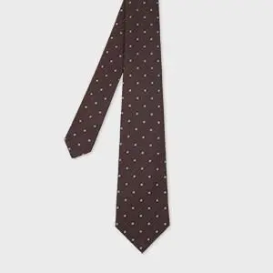 Paul Smith Silk And Wool-blend Polka Dot Neck Tie - Brown