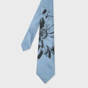 Paul Smith Daisy Floral Silk Neck Tie - Blue