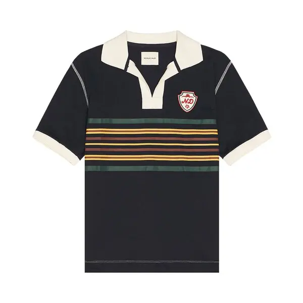 NICHOLAS DALEY Short-sleeve Striped Rugby Polo