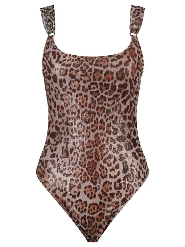 PIN-UP STARS Animal Print One-piece Swimsuit - Brown