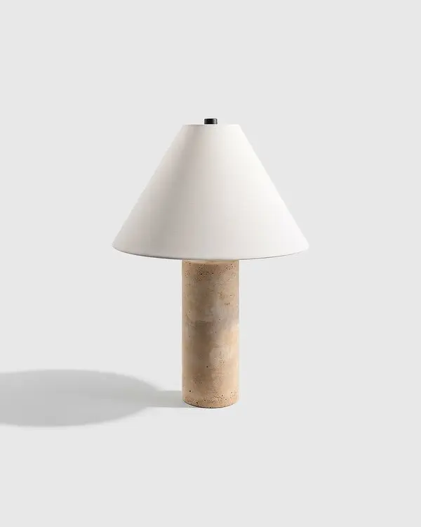 Quince Travertine Table Lamp - Beige