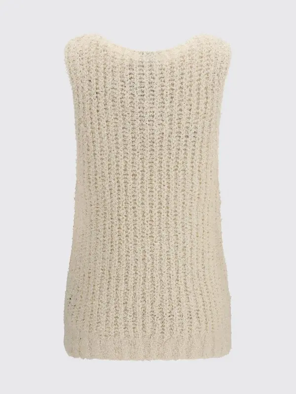 Balmain Knit Top Sleeveless Crewneck - Natural