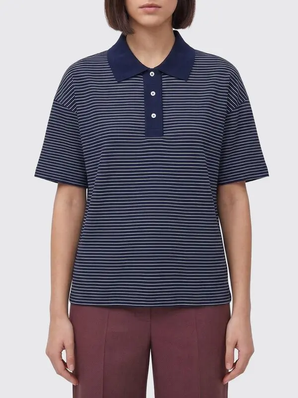 AMI Paris Striped Cotton Polo Shirt - Ink