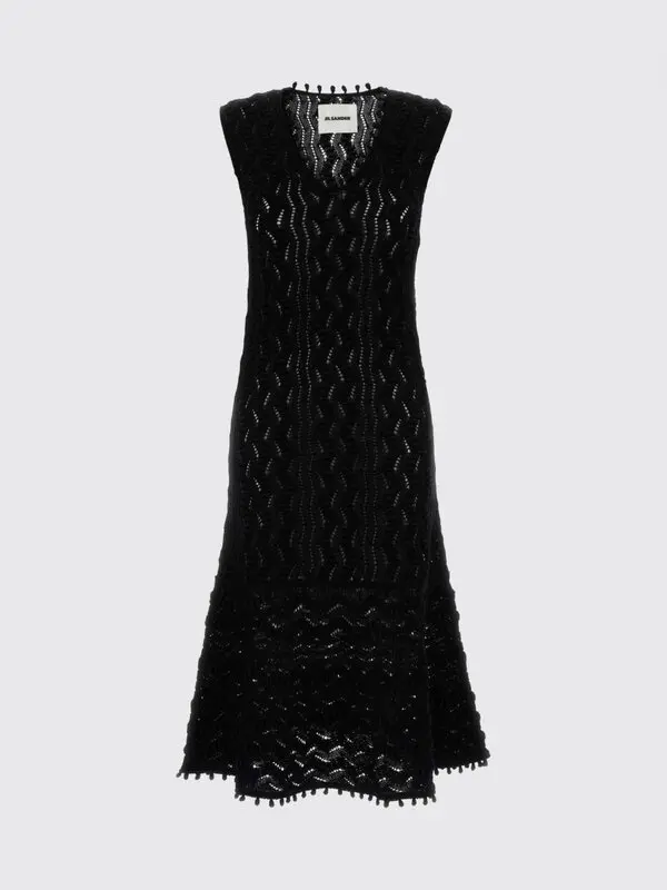 JIL SANDER Perforated Cotton Knit Dress