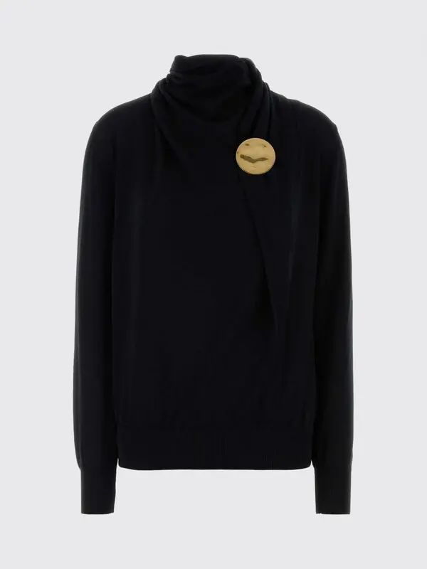 JIL SANDER Virgin Wool Turtleneck With Metal Plaque - Black