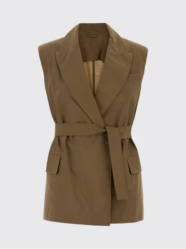 Brunello Cucinelli Sleeveless Belted Waistcoat - Sand