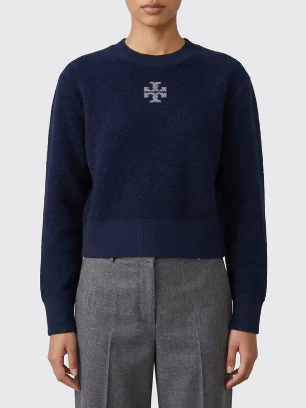 Tory Burch Embellished Crew Neck Sweater - Blue