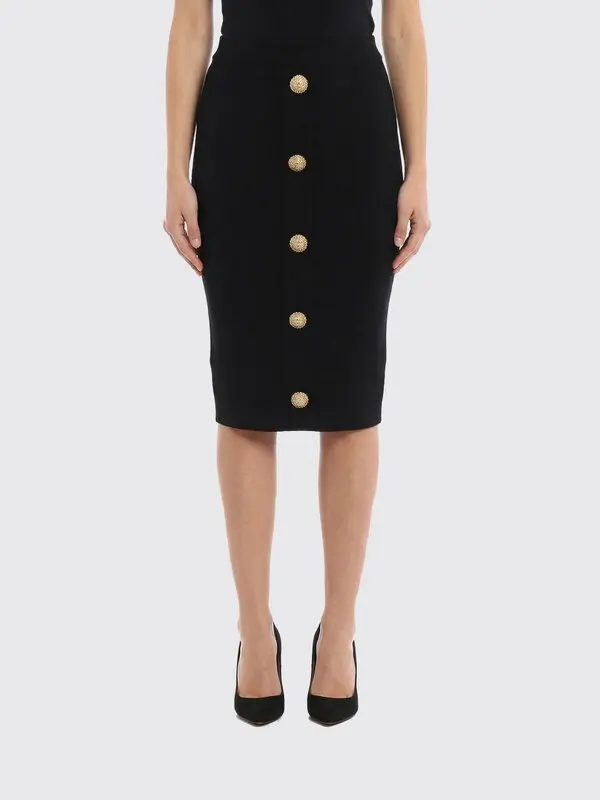 Balmain Button Detailed Pencil Skirt - Black