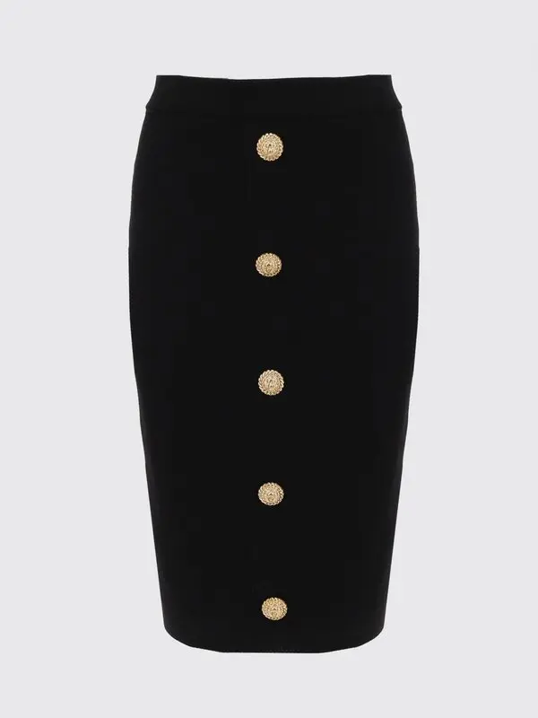 Balmain Button Detailed Pencil Skirt - Black