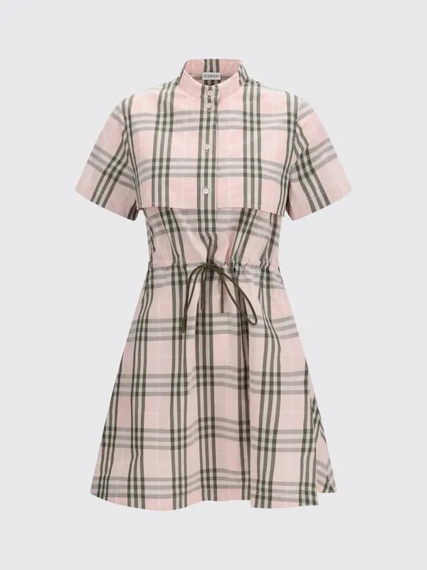 Burberry Check Cotton Chemisier Mini Dress - Pink
