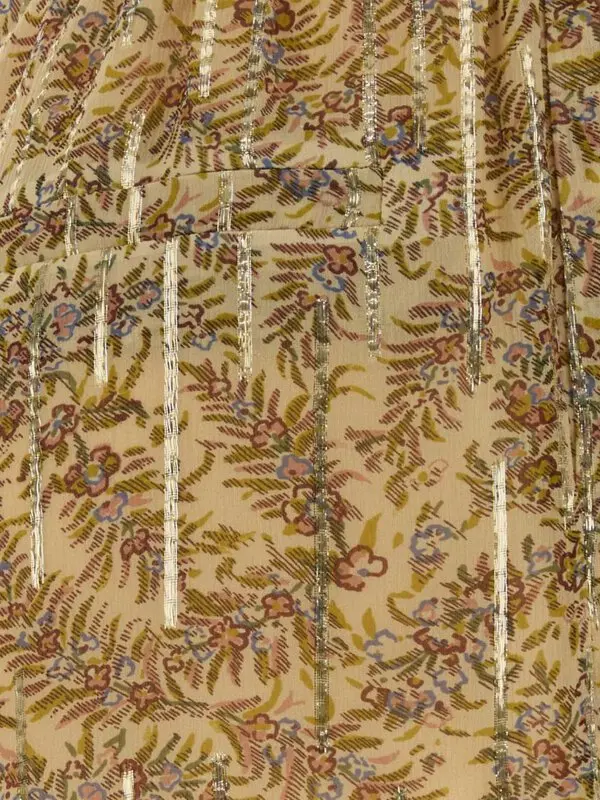 Valentino Garavani Silk & Lurex Palazzo Trousers - Beige
