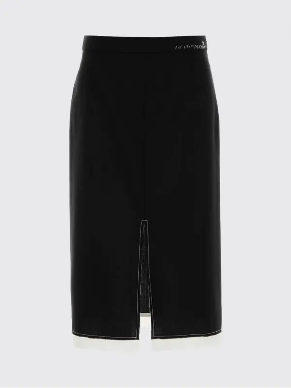 Marni Midi Skirt With Contrast Piping - Black