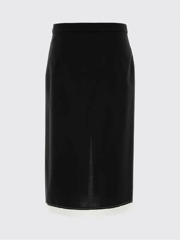 Marni Midi Skirt With Contrast Piping - Black