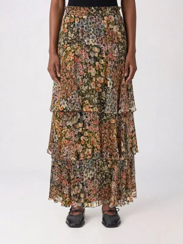 Valentino Garavani Tiered Floral Pleated Maxi Skirt