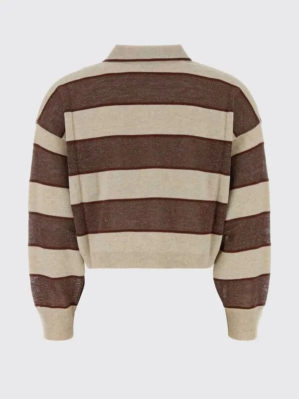 Brunello Cucinelli Wool And Cashmere Long Sleeve Polo Shirt - Striped
