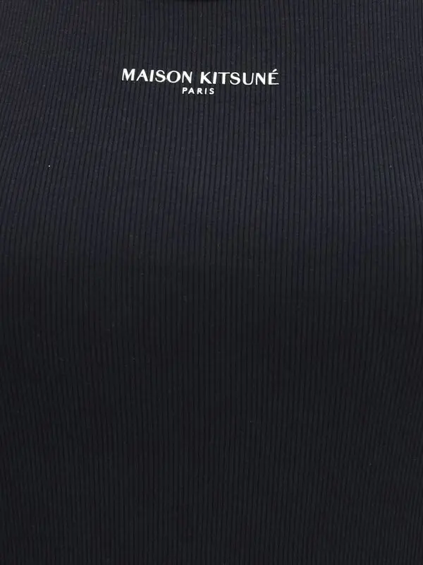 Maison Kitsuné Ribbed Logo Tank Top - Black