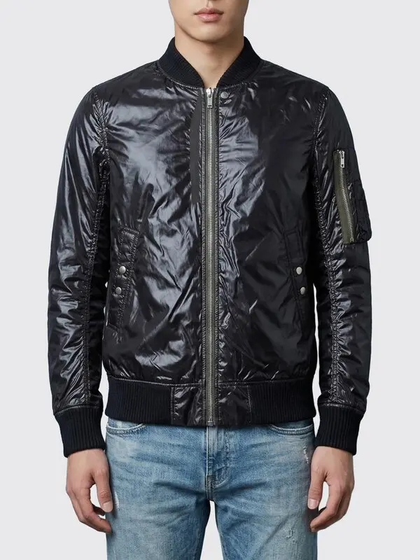 Rick Owens Shiny Crinkled Nylon Bomber Jacket - Black