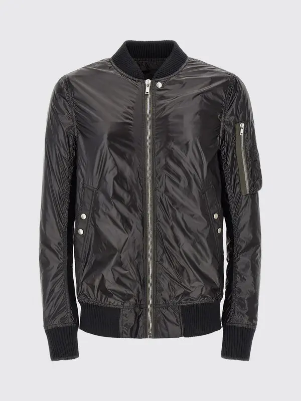 Rick Owens Shiny Crinkled Nylon Bomber Jacket