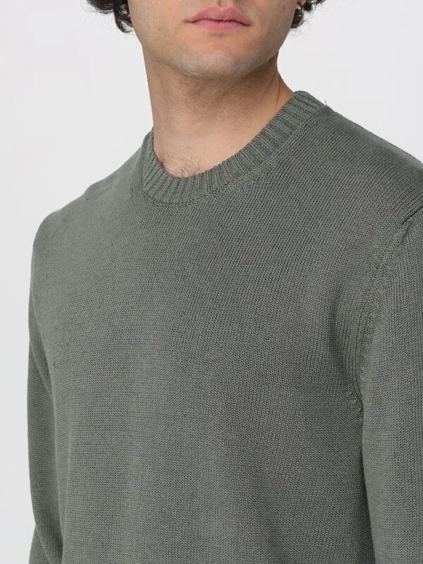 ZANONE Crewneck Sweater In Linen And Cotton Blend - Green