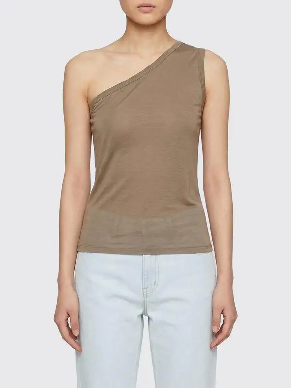 Rick Owens One Shoulder Cotton Top - Beige